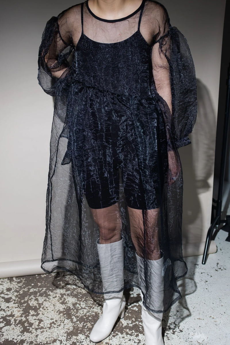 Jayme Dress in Black Crinkle Organza – Nikki Chasin