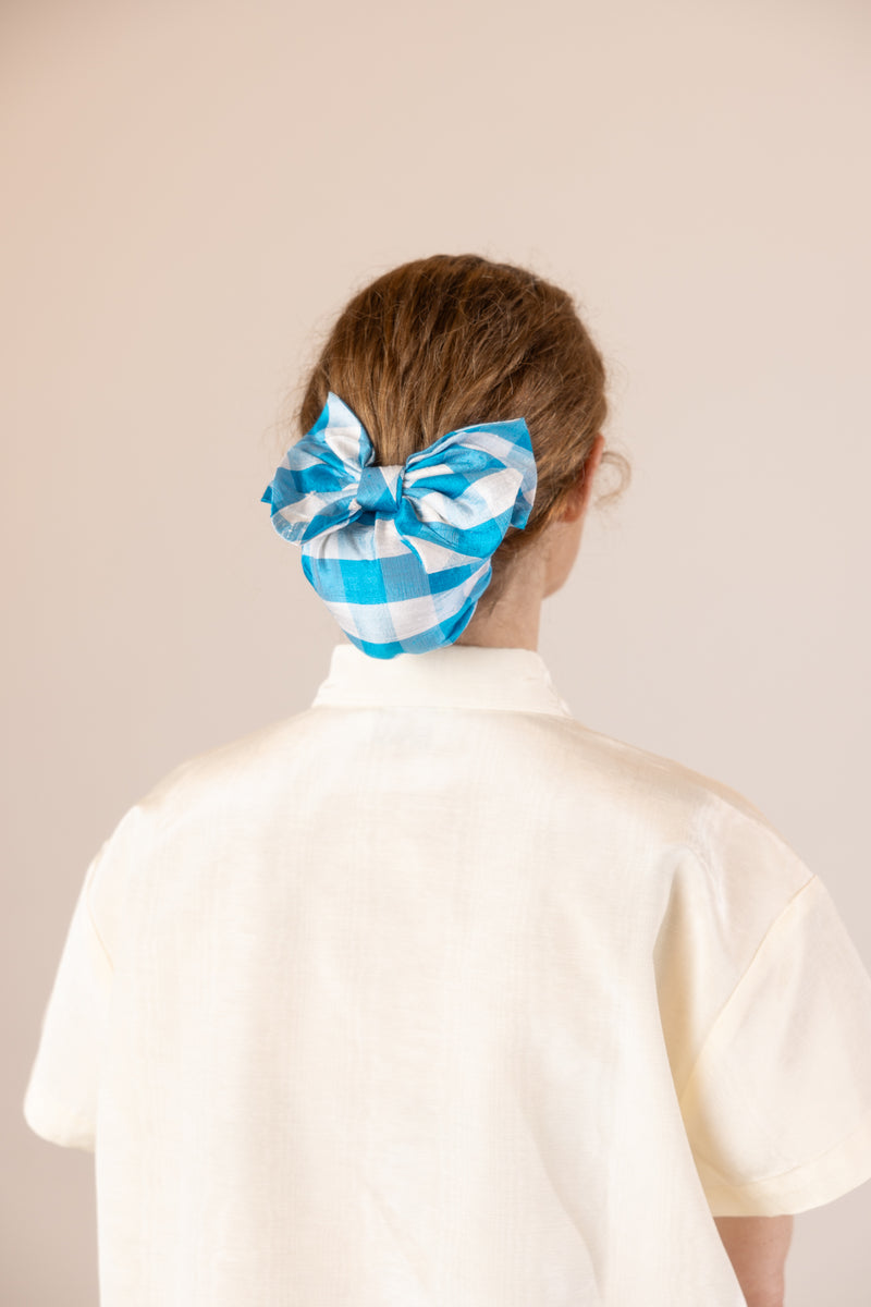 Titina Bun Cover - Blue and White Gingham – Nikki Chasin