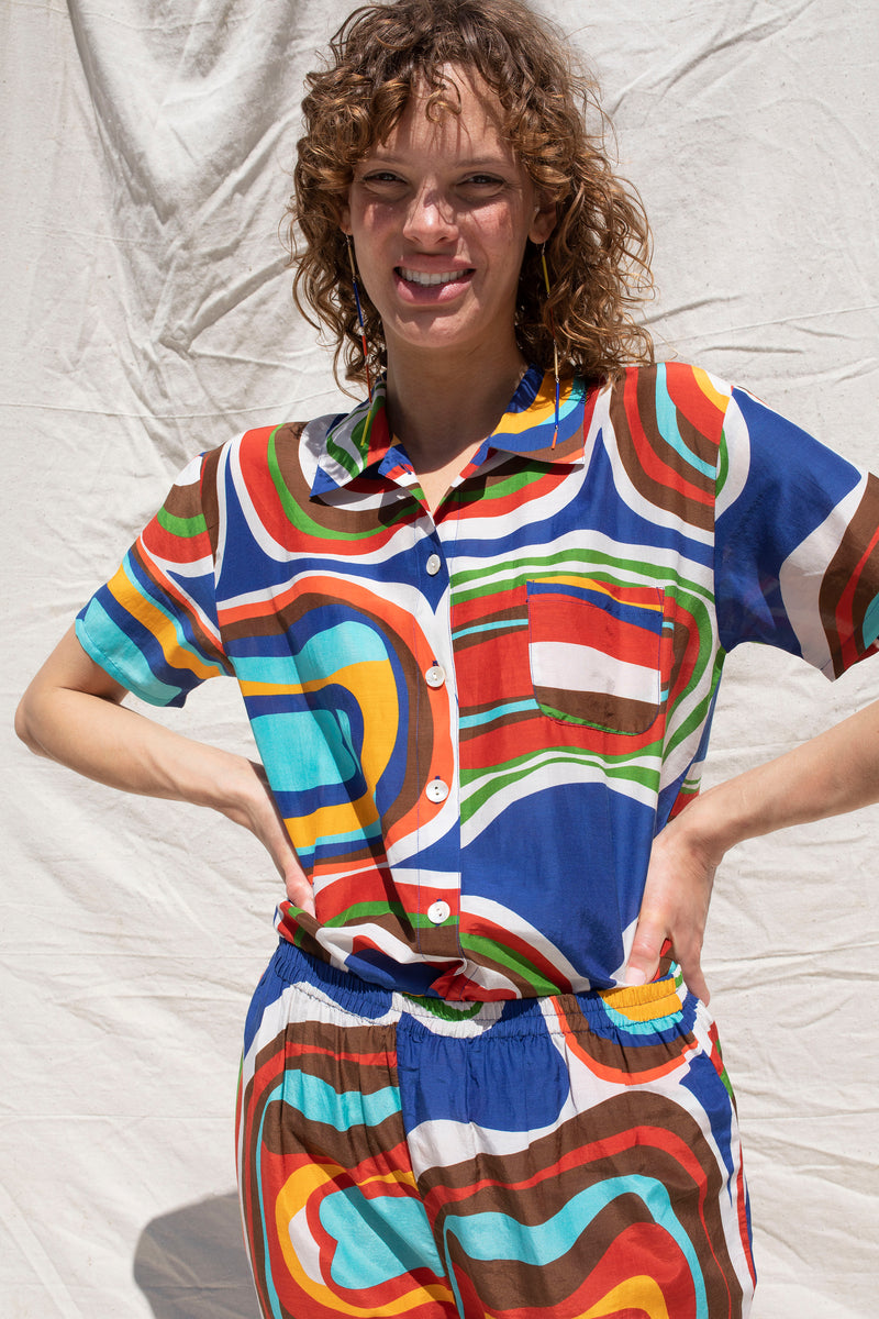 Cropped Dylan Shirt- Void Print – Nikki Chasin